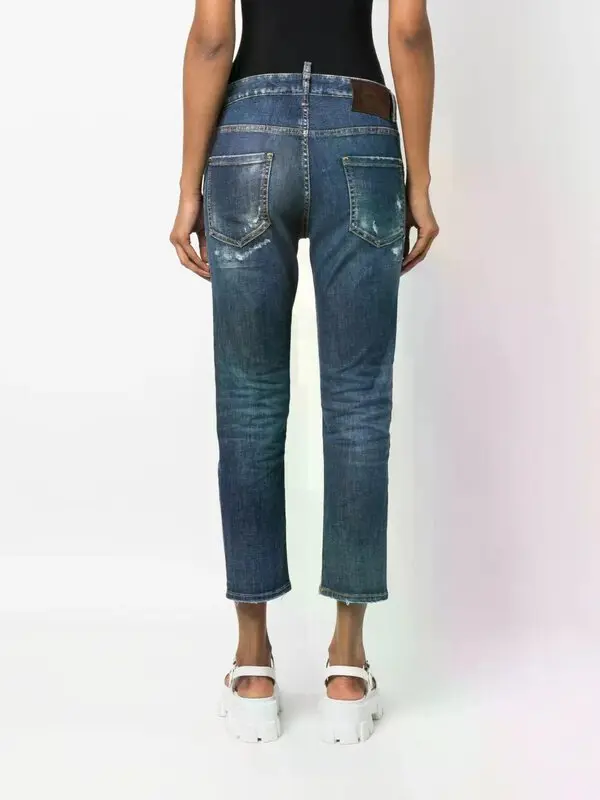 Dsquared2 Distressed Logo-patch Cropped Jeans