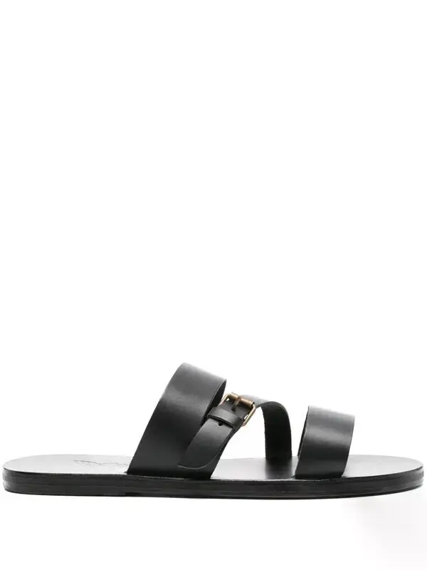 ANCIENT GREEK SANDALS Ifiklis Flat Leather Sandals - Black