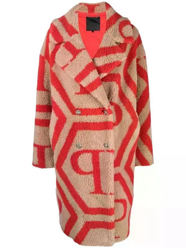 Philipp Plein Monogram-print Faux Fur Coat