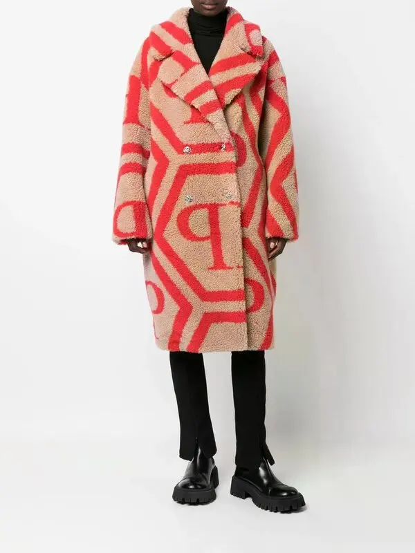Philipp Plein Monogram-print Faux Fur Coat