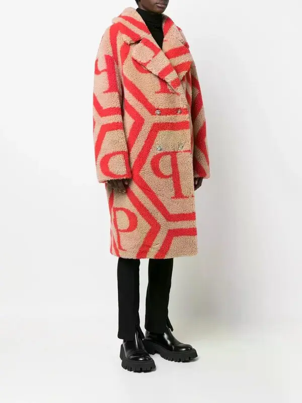 Philipp Plein Monogram-print Faux Fur Coat