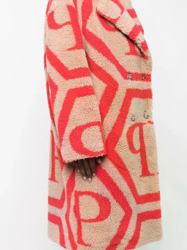 Philipp Plein Monogram-print Faux Fur Coat