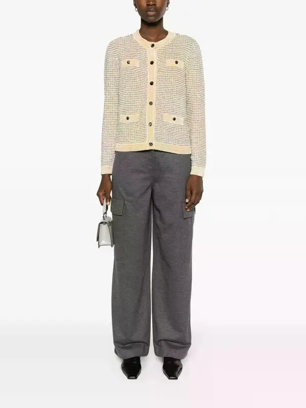 Tory Burch Metallic-thread Striped Cardigan