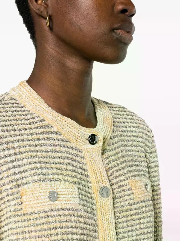 Tory Burch Metallic-thread Striped Cardigan
