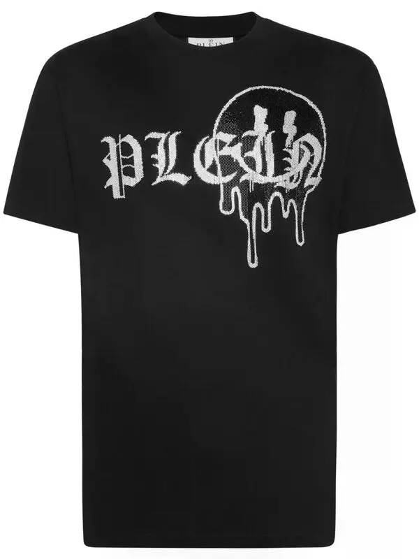 Philipp Plein Rhinestone-logo Cotton T-shirt - Black