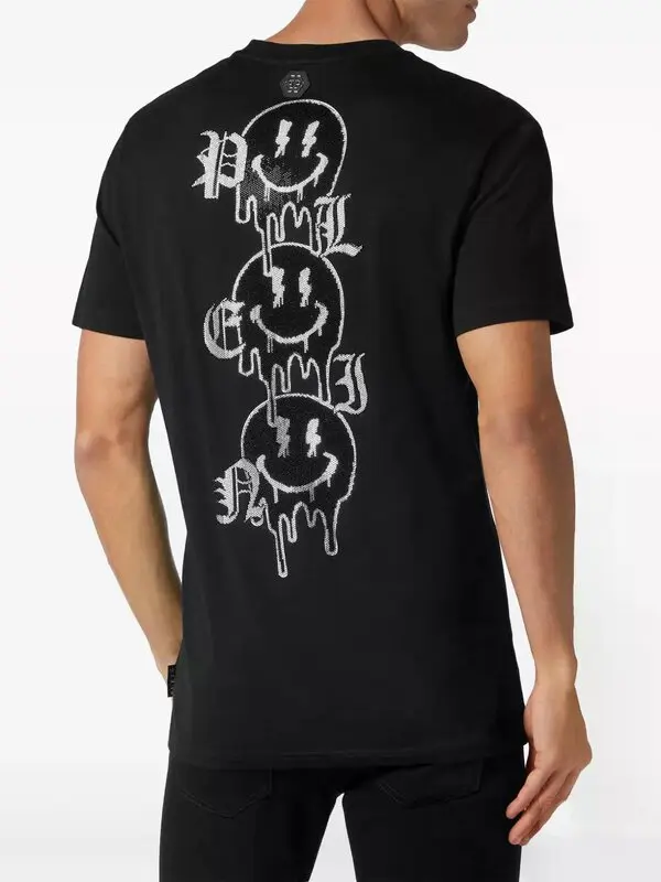 Philipp Plein Rhinestone-logo Cotton T-shirt - Black