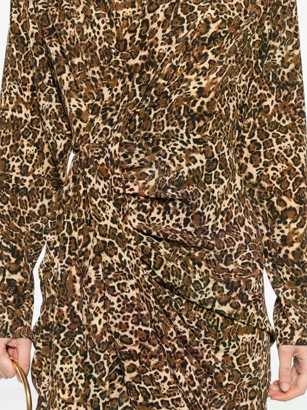 Isabel Marant Étoile Cleora Leopard Print Silk Blend Mini Dress - Brown
