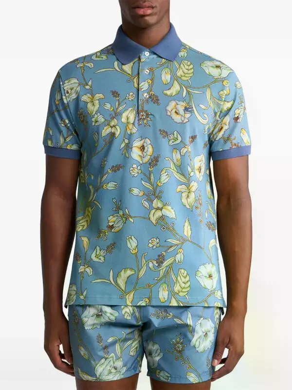 Etro Floral Polo Shirt - Blue