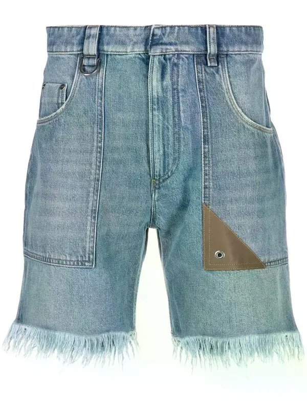 Fendi Frayed-details Denim Shorts - Blue