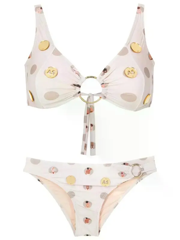 AMIR SLAMA Graphic-print Bikini - Neutrals
