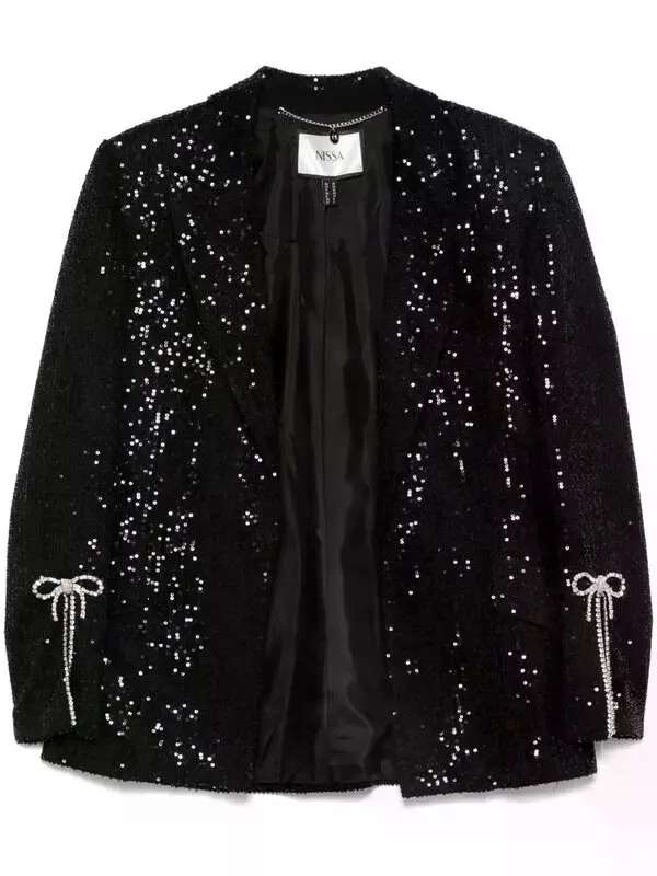 NISSA Sequined Open Front Blazer