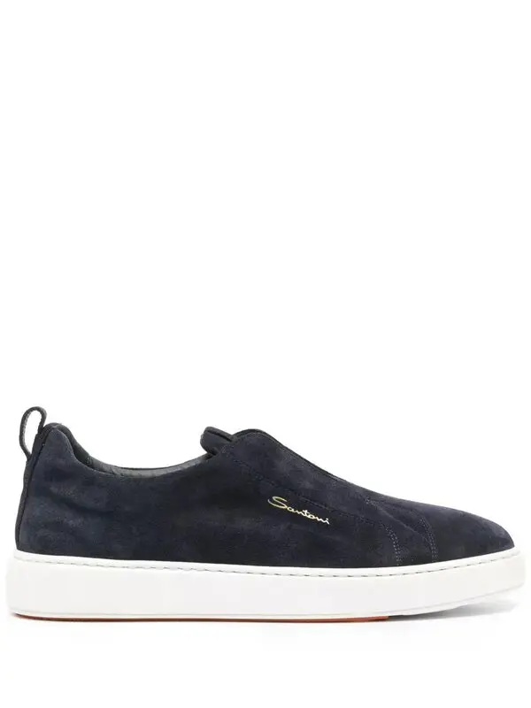 Santoni Suede Slip-on Sneakers - Blue