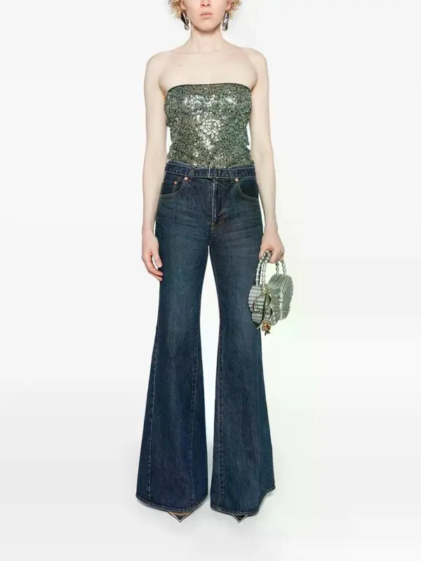 Sacai Belted Mid-rise Flared Jeans