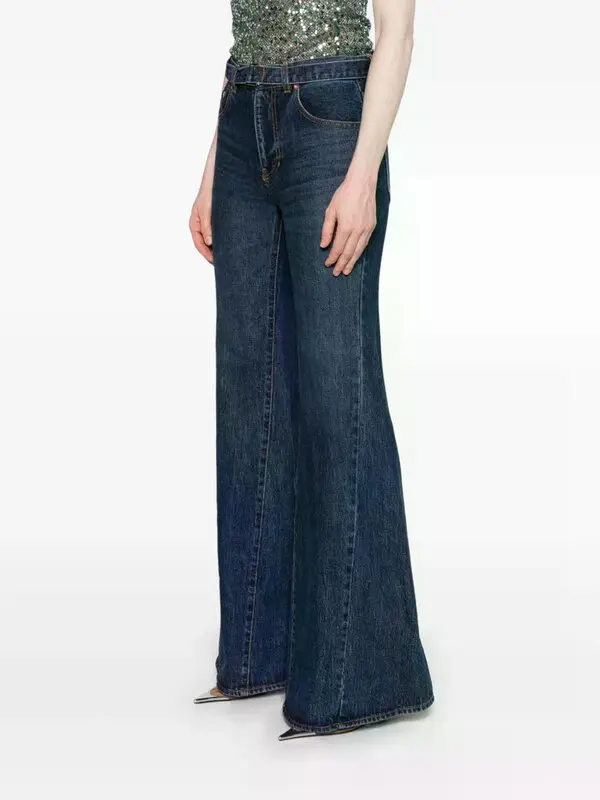 Sacai Belted Mid-rise Flared Jeans