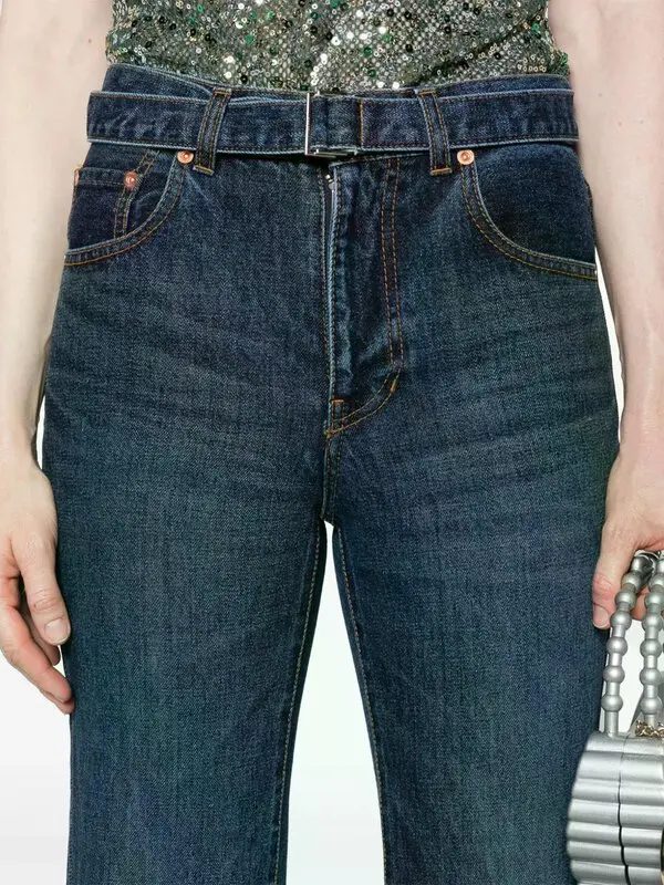 Sacai Belted Mid-rise Flared Jeans