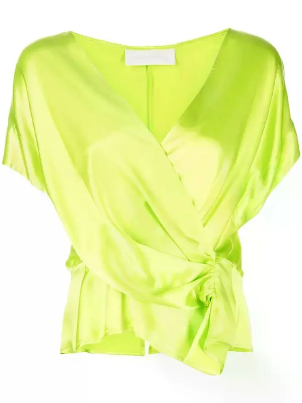 Michelle Mason Open Neck Top - Green