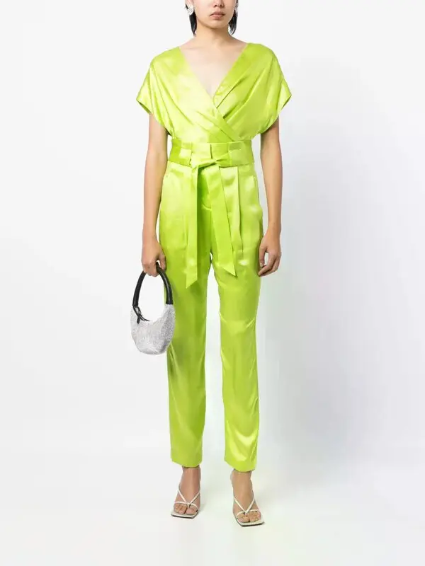Michelle Mason Open Neck Top - Green