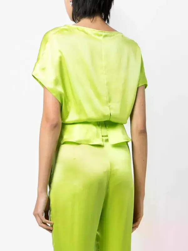 Michelle Mason Open Neck Top - Green
