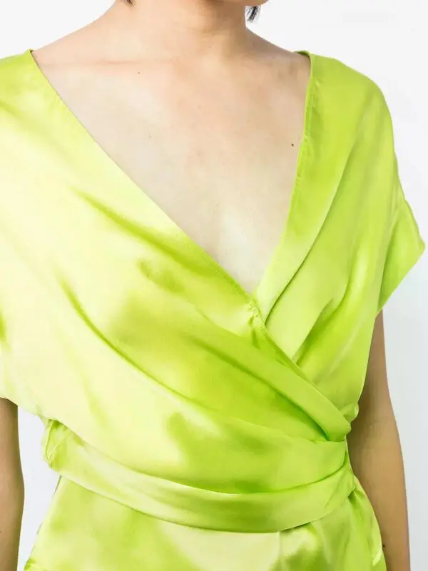 Michelle Mason Open Neck Top - Green