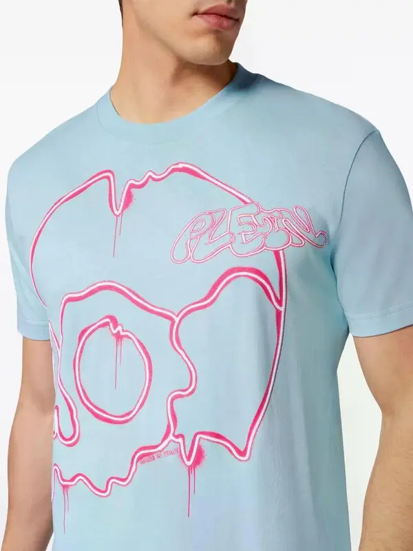 Philipp Plein Dripping Skull Graphic-print T-shirt - Blue