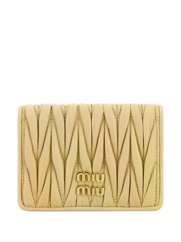 Miu Miu Matelassé Leather Card Holder - Neutrals