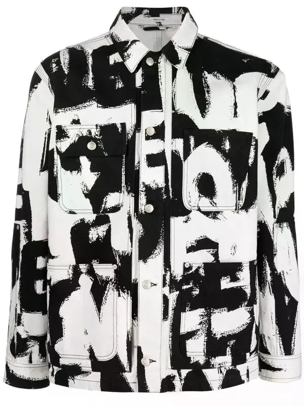 Alexander McQueen Text Print Denim Jacket