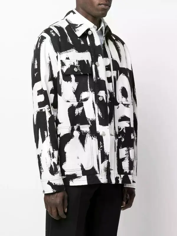 Alexander McQueen Text Print Denim Jacket