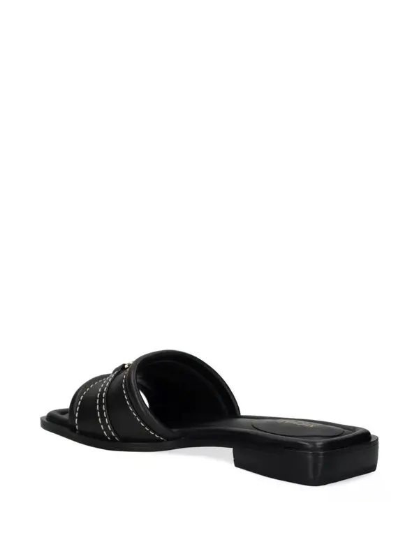 Michael Kors Leather Sandals With Gold-tone Logo Plaque