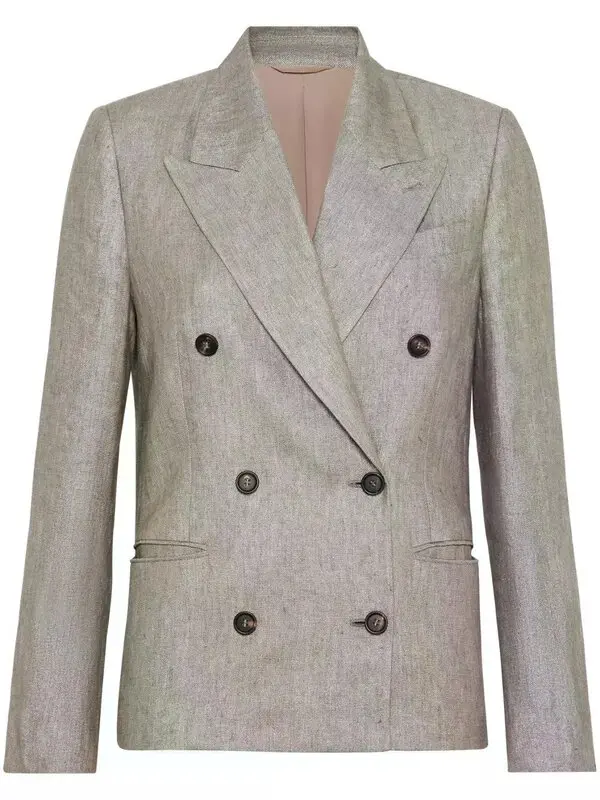 Brunello Cucinelli Mélange-effect Blazer With Monili Detailing