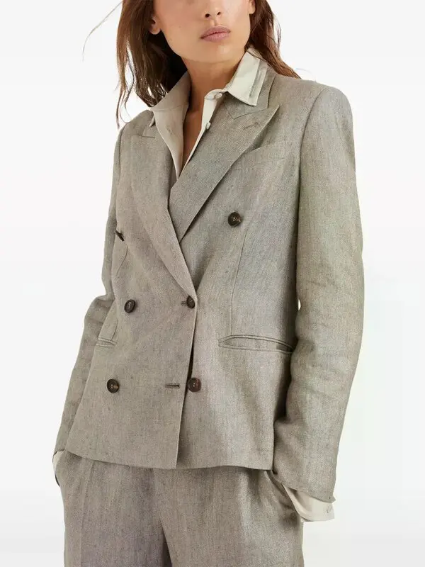 Brunello Cucinelli Mélange-effect Blazer With Monili Detailing
