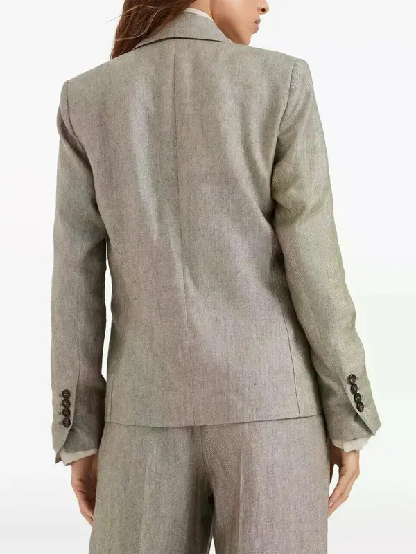Brunello Cucinelli Mélange-effect Blazer With Monili Detailing