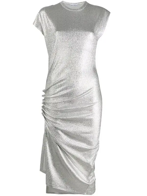 Rabanne Metallic Ruched Side Dress - Silver