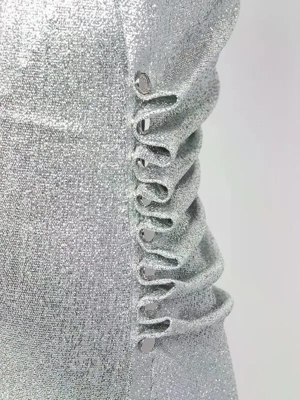 Rabanne Metallic Ruched Side Dress - Silver