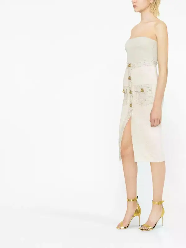 Balmain Button-detail Bouclé-tweed Pencil Skirt