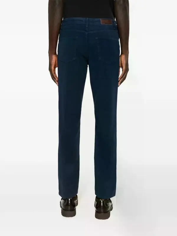 HACKETT Moleskin Straight-leg Cotton Trousers With Logo Patch - Blue