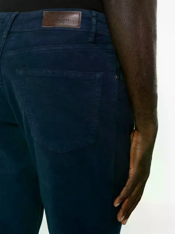 HACKETT Moleskin Straight-leg Cotton Trousers With Logo Patch - Blue