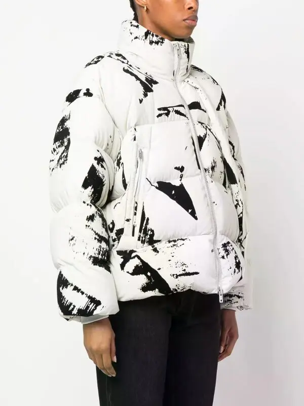 Y3 Paint Splatter Print Puffer Jacket