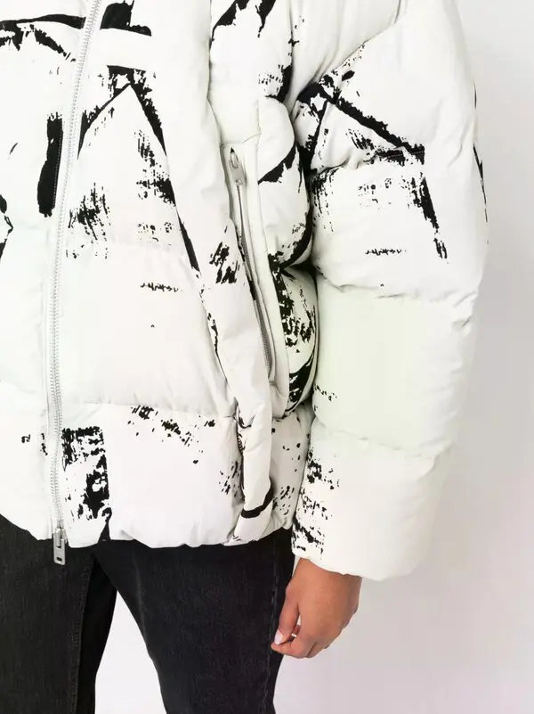 Y3 Paint Splatter Print Puffer Jacket