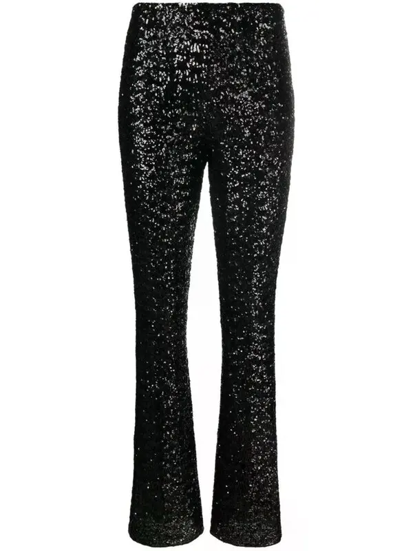Oseree Sequin-embellished Wide-leg Trousers - Black