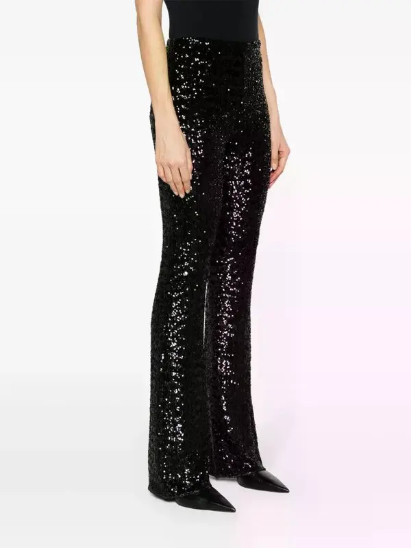 Oseree Sequin-embellished Wide-leg Trousers - Black
