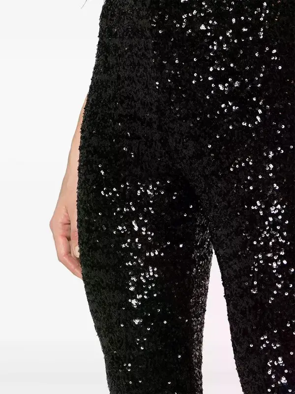 Oseree Sequin-embellished Wide-leg Trousers - Black