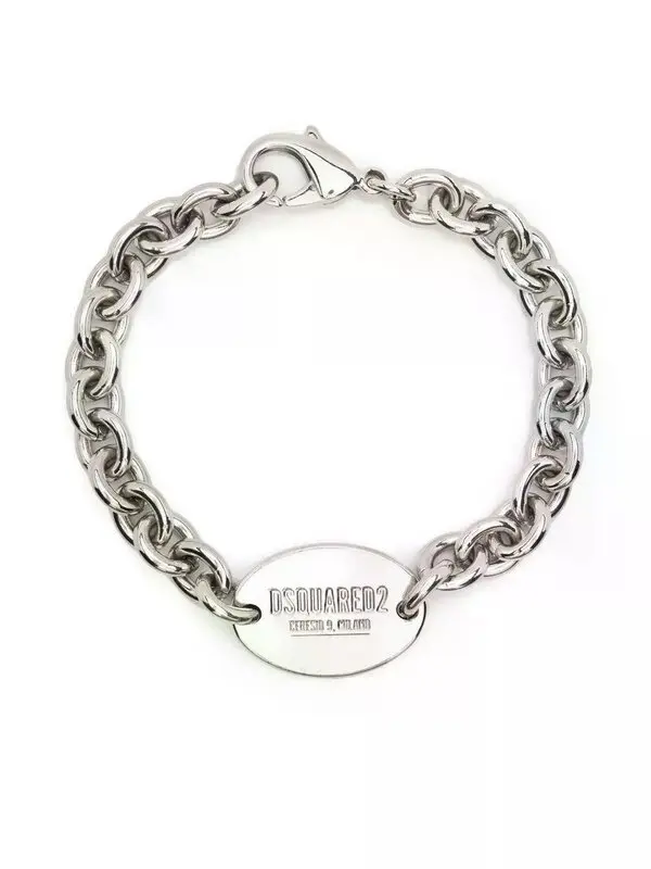 Dsquared2 Logo-engraved Chain-link Id Bracelet - Silver
