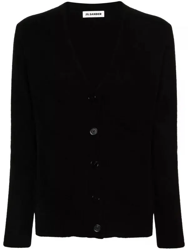 JIL SANDER Logo-engraved-buttons Wool Cardigan