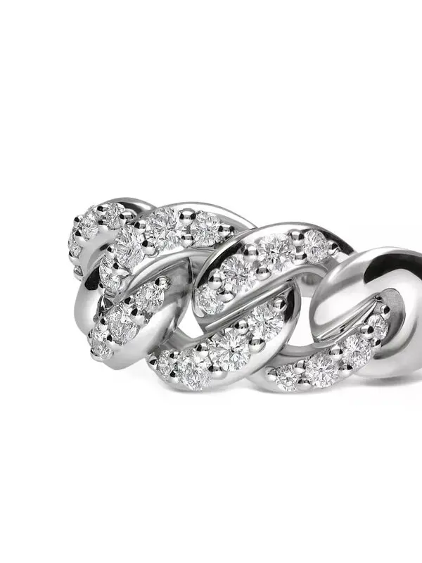 LEO PIZZO 18kt White Gold Diamond Gourmette Ring
