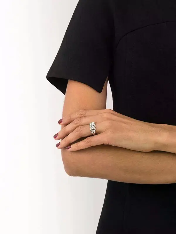 LEO PIZZO 18kt White Gold Diamond Gourmette Ring