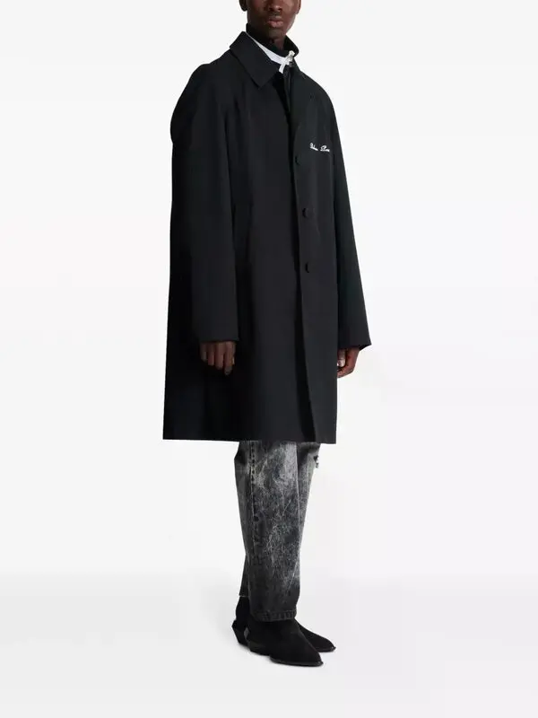 Balmain Logo-embroidered Single-breasted Coat