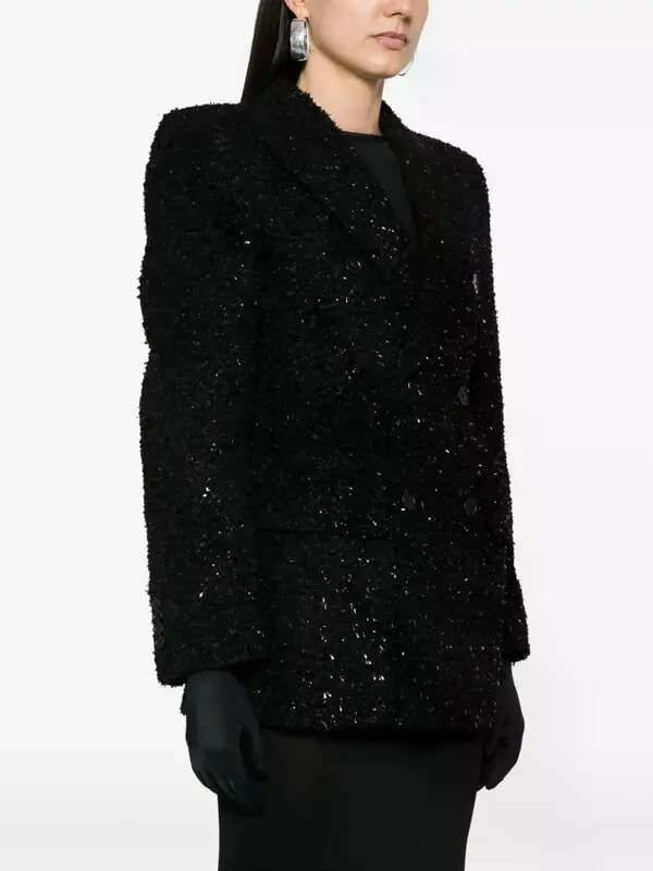 Balenciaga Double-breasted Bouclé Blazer - Black