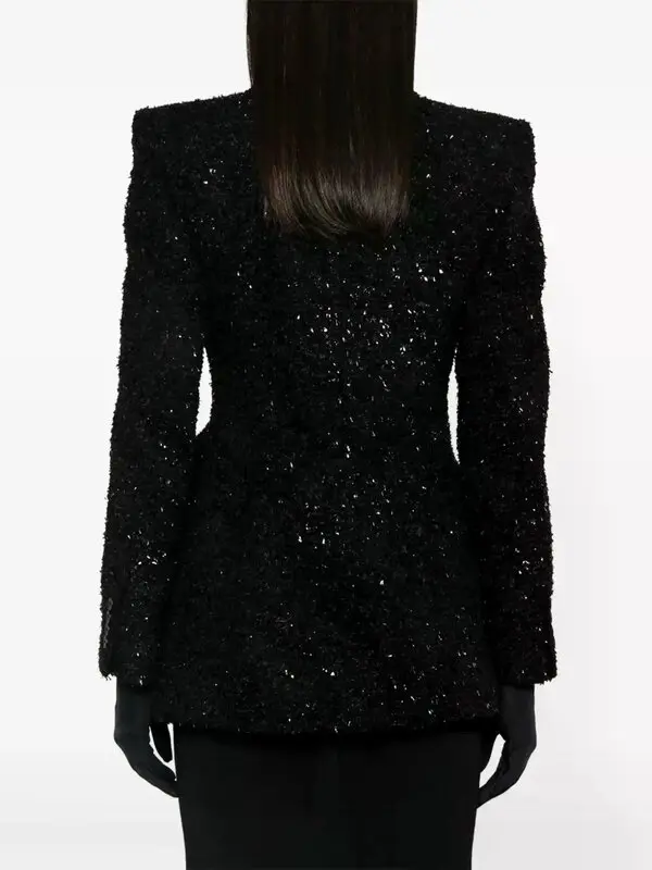 Balenciaga Double-breasted Bouclé Blazer - Black