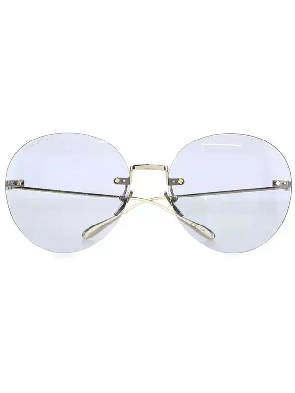 Gucci Floral-pendant Round-frame Sunglasses - Gold
