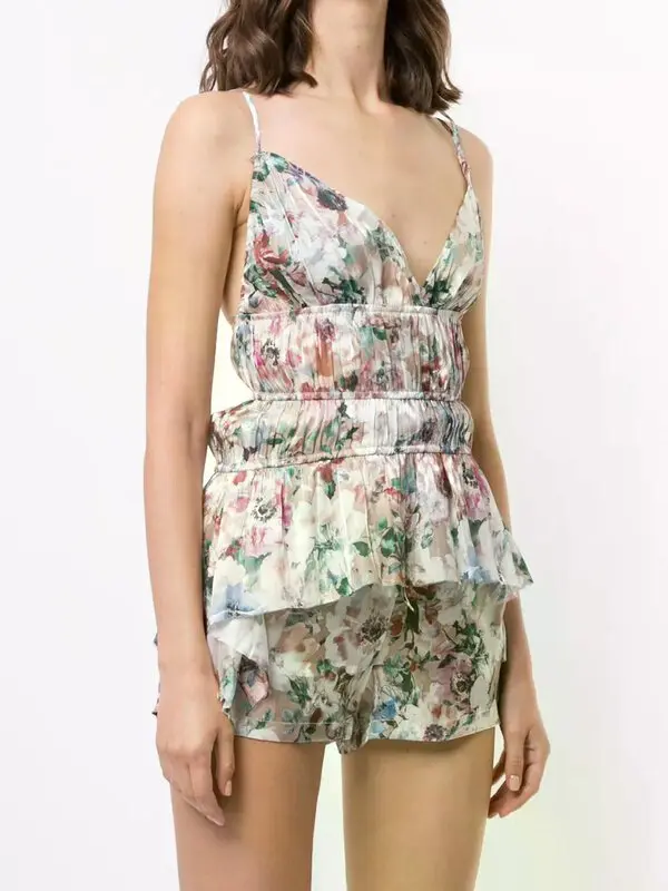 HACULLA. Floral Ruffle Silk Camisole